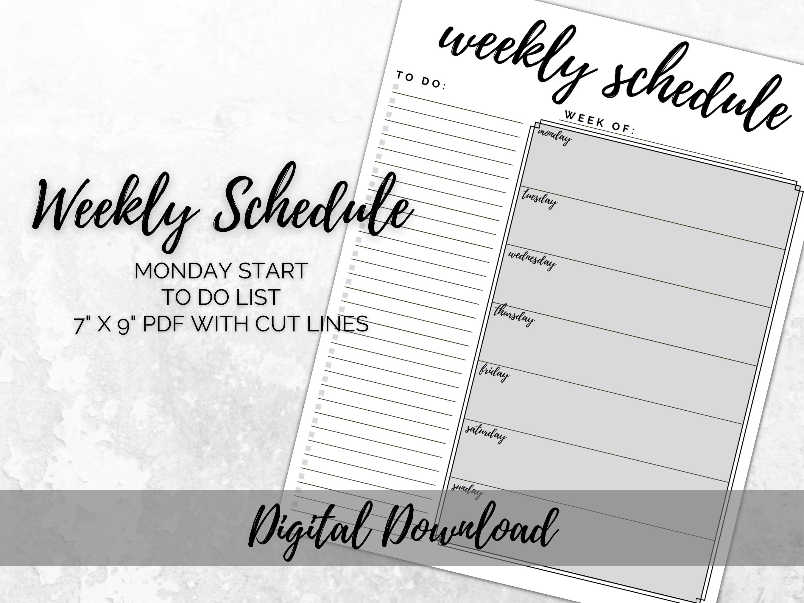 Simple Weekly Schedule - Digital Download - to Do List - Etsy