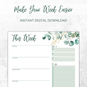 Undated Weekly Schedule - Digital Download - to Do List - Habit Tracker ...