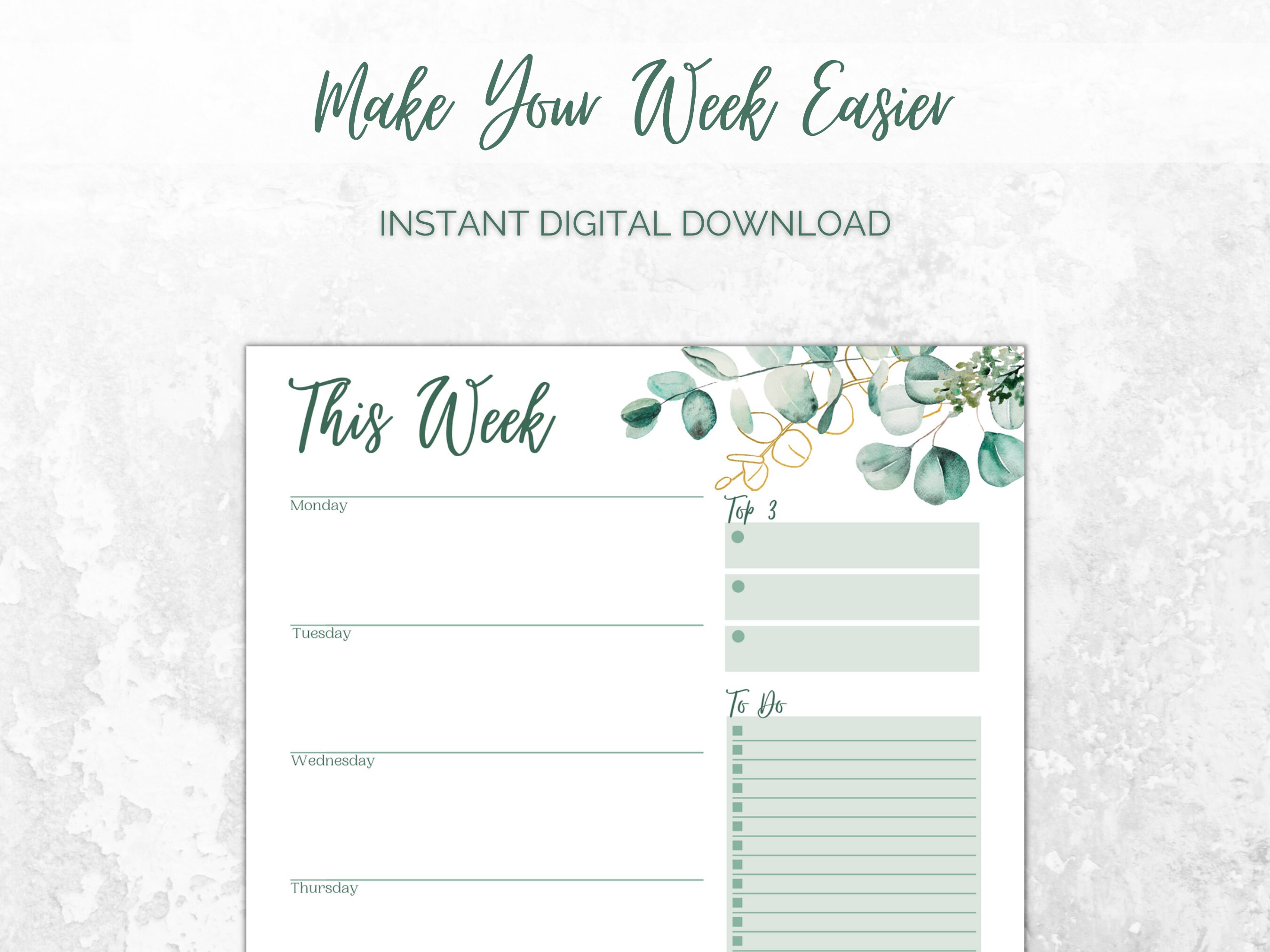 Undated Weekly Schedule - Digital Download - to Do List - Habit Tracker ...