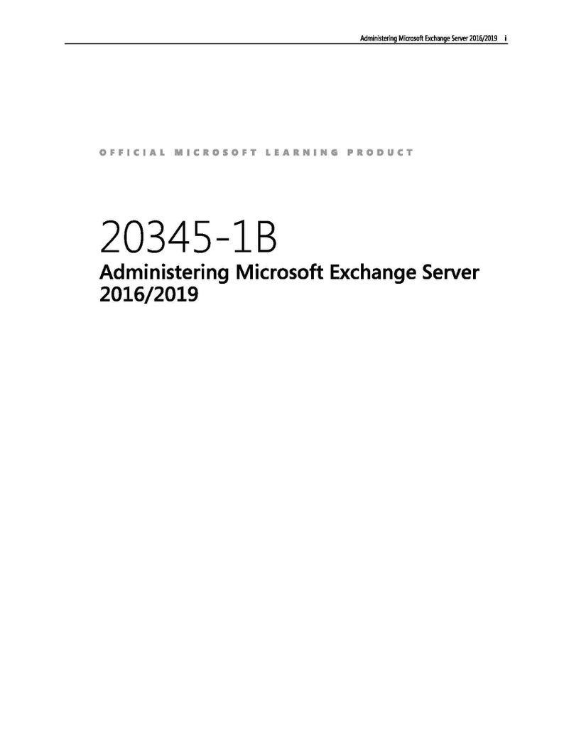 Official Microsoft 20345-1B Administering MS Exchange Server 2016/2019 EBOOK PDF Study Guide - Etsy