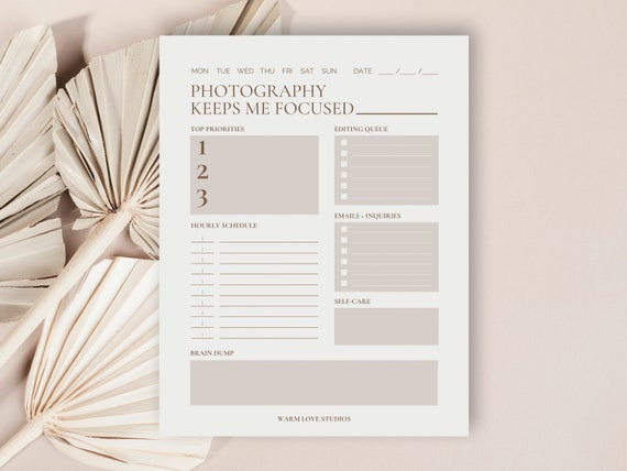 Photographer Daily Planner Photographer Business Planner | Etsy
