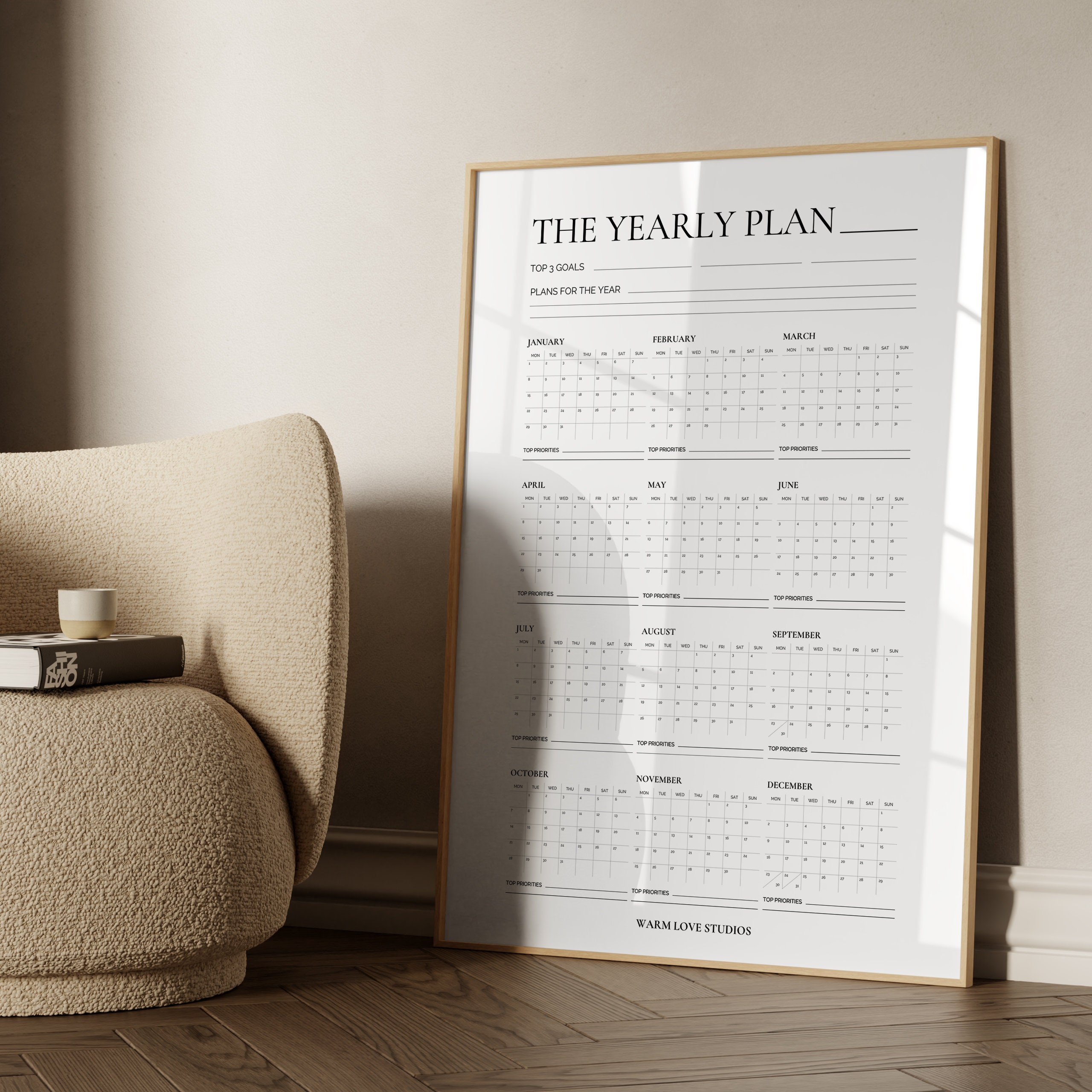 2024 Yearly Calendar | Productivity Planner | Instant Download ...