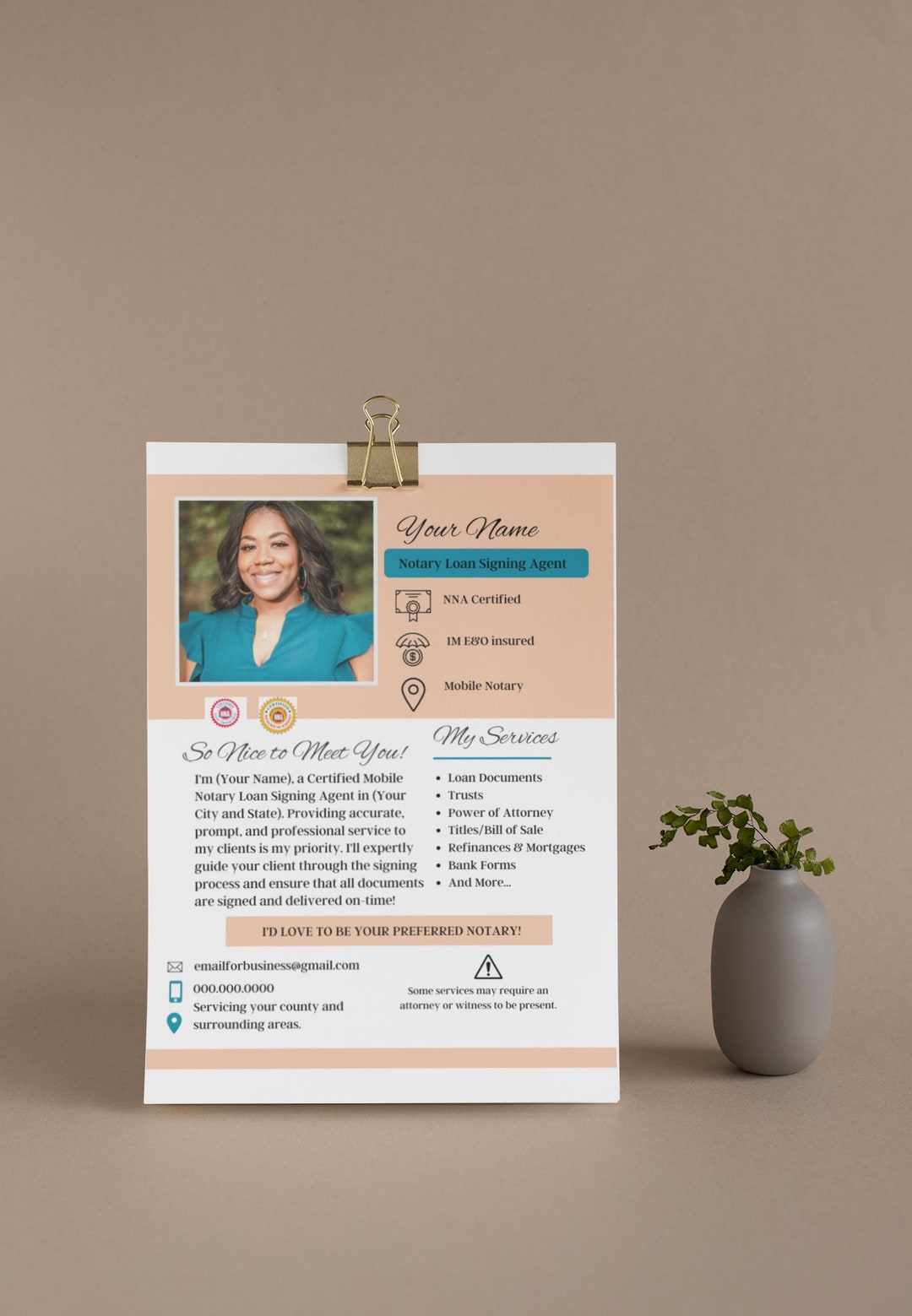 Notary Flyer, Printable Flyer, Editable Flyer, Notary Loan Signing ...