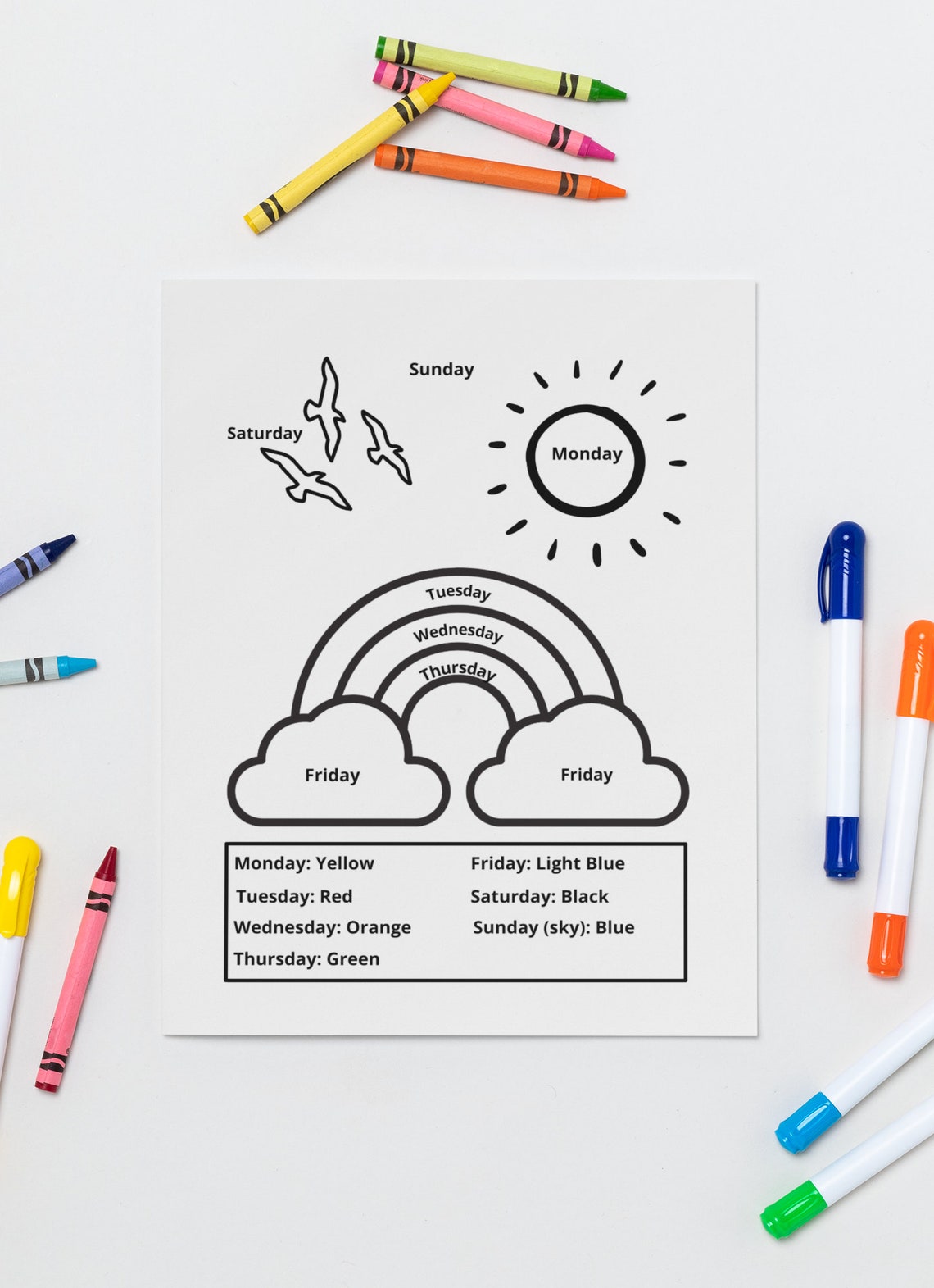 Days Of The Week Printable Worksheets Children s Etsy Days Of The Week Printable Worksheets Children s Etsy