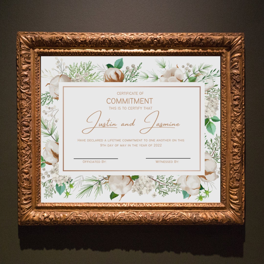 Certificate of Commitment Editable Template Printable - Etsy