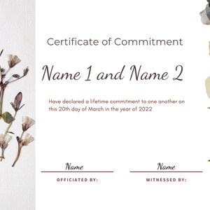 Certificate of Commitment Editable Template, Printable Certificate ...