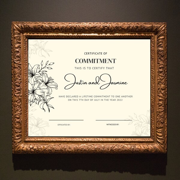 Wedding Ceremony Certificate Template Etsy
