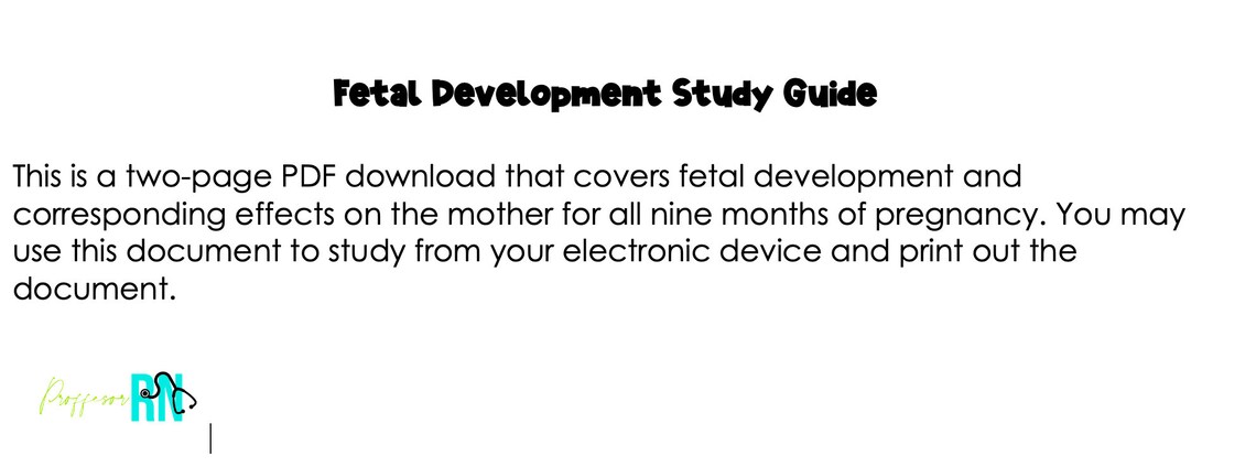 Fetal Development Month by Month Study Guide *nursing Students* - Etsy