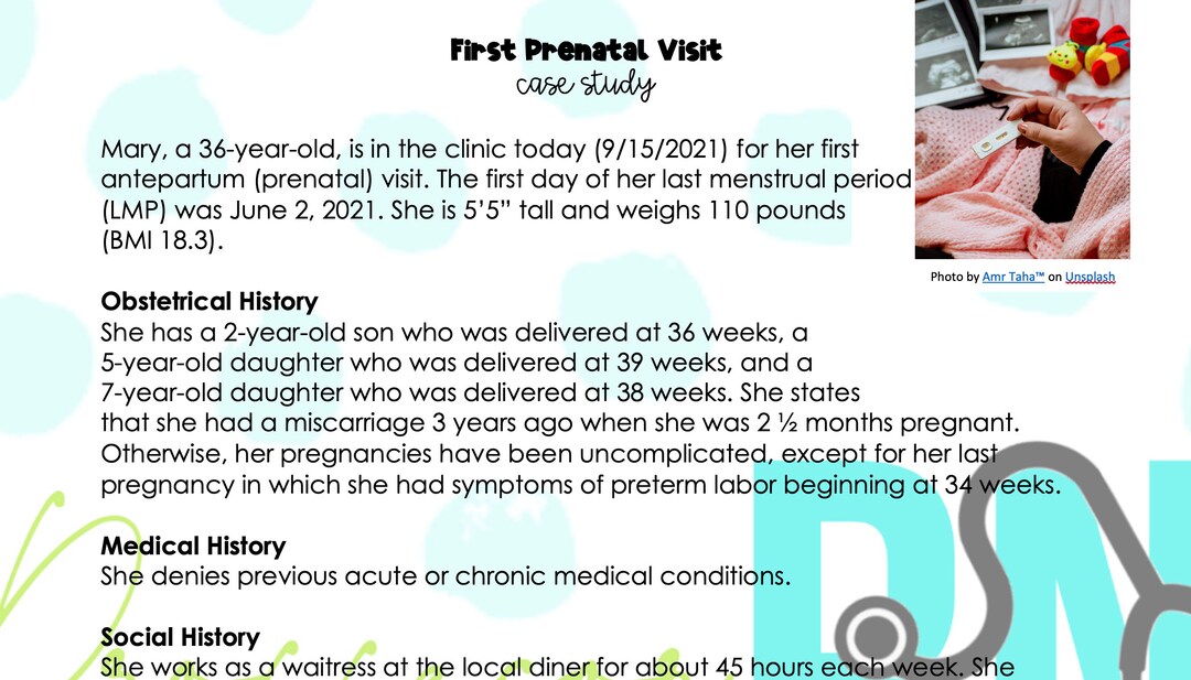 First OB Prenatal Visit Case Study W/answer Key *nursing Students* - Etsy