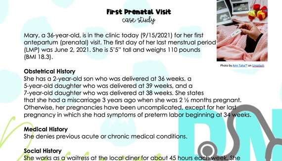 First OB Prenatal Visit Case Study W/answer Key nursing | Etsy