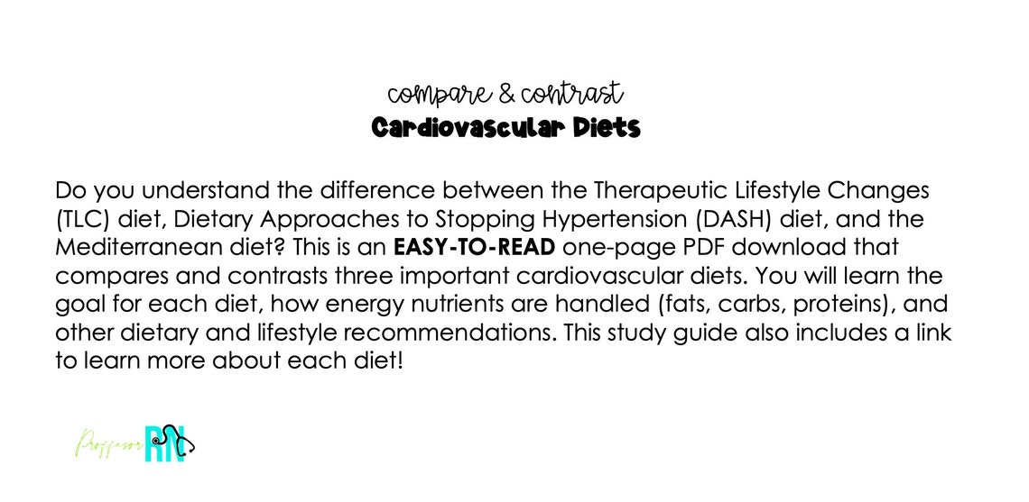 Cardiovascular Diets - TLC, DASH, and Mediterranean - Compare ...