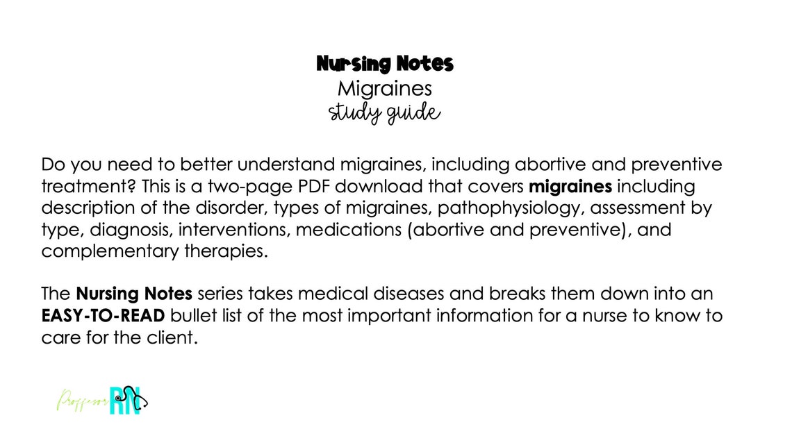 Nursing Notes: Migraine Headaches Study Guide *nursing Students ...