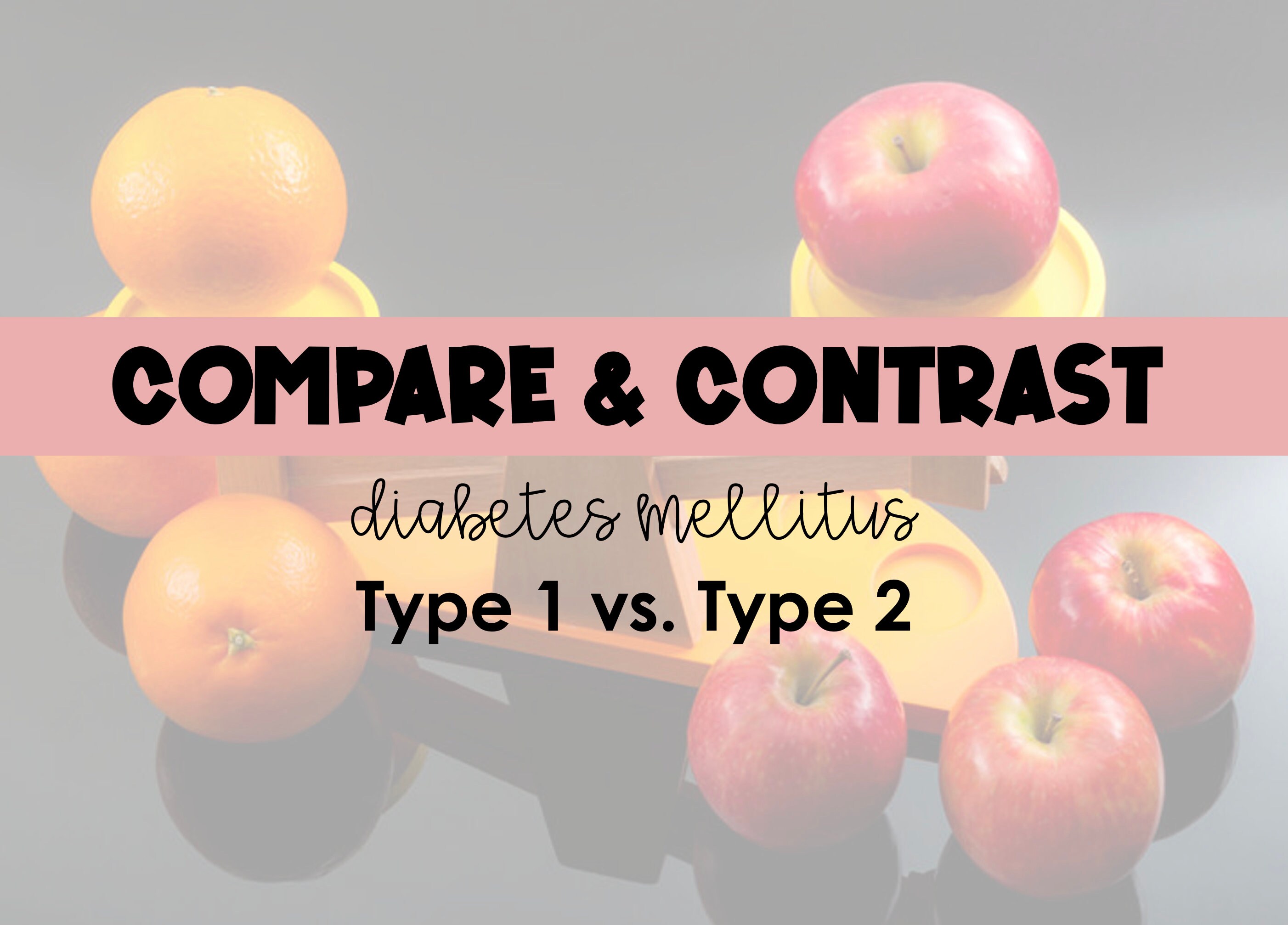 Diabetes Mellitus Type 1 Vs Type 2 Compare Contrast Study Guide Diabetes Mellitus Type 1 Vs Type 2 Compare Contrast Study Guide