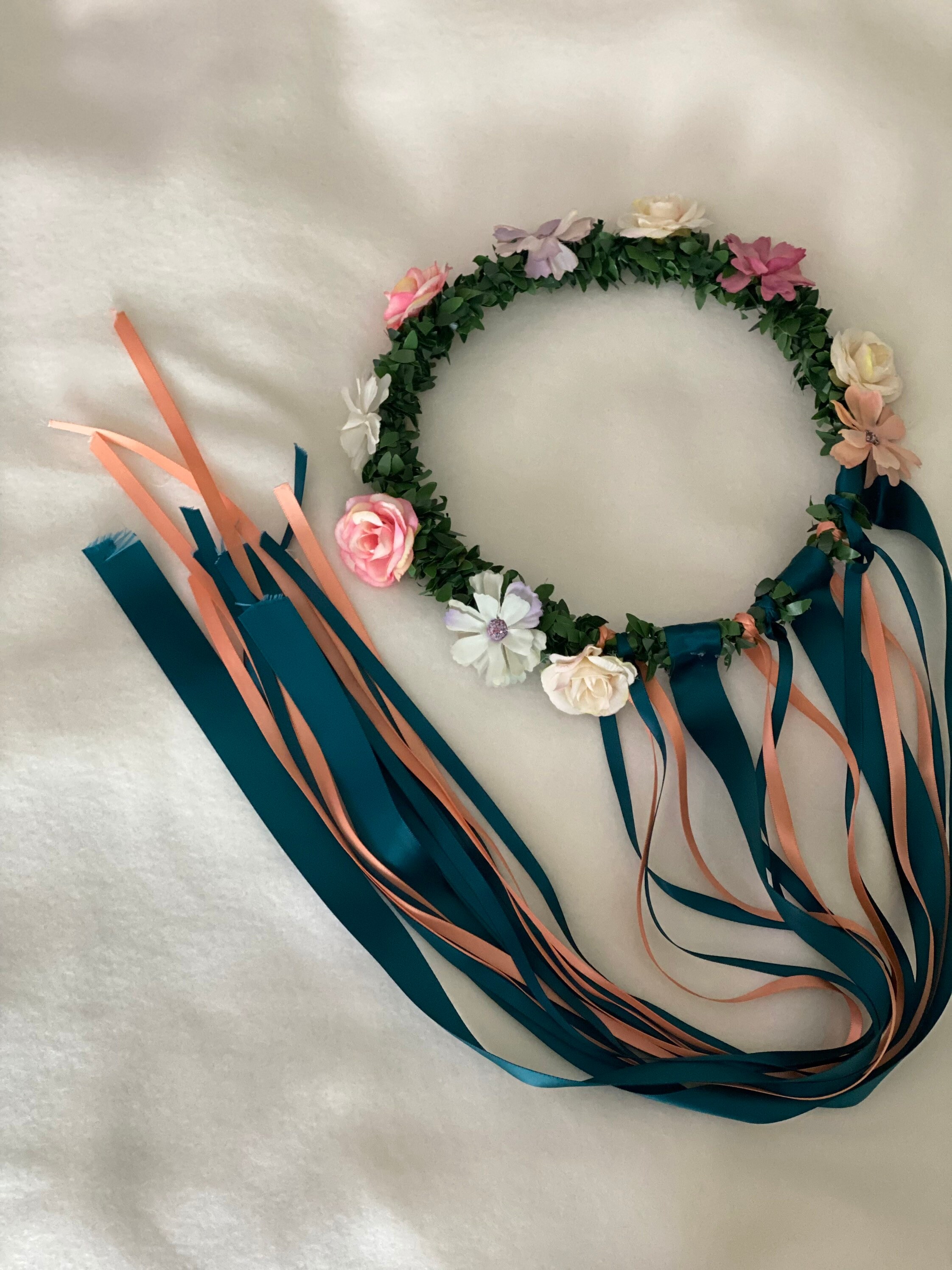 Floral Hair Wreath Crowns With Ribbon Tassles - Etsy