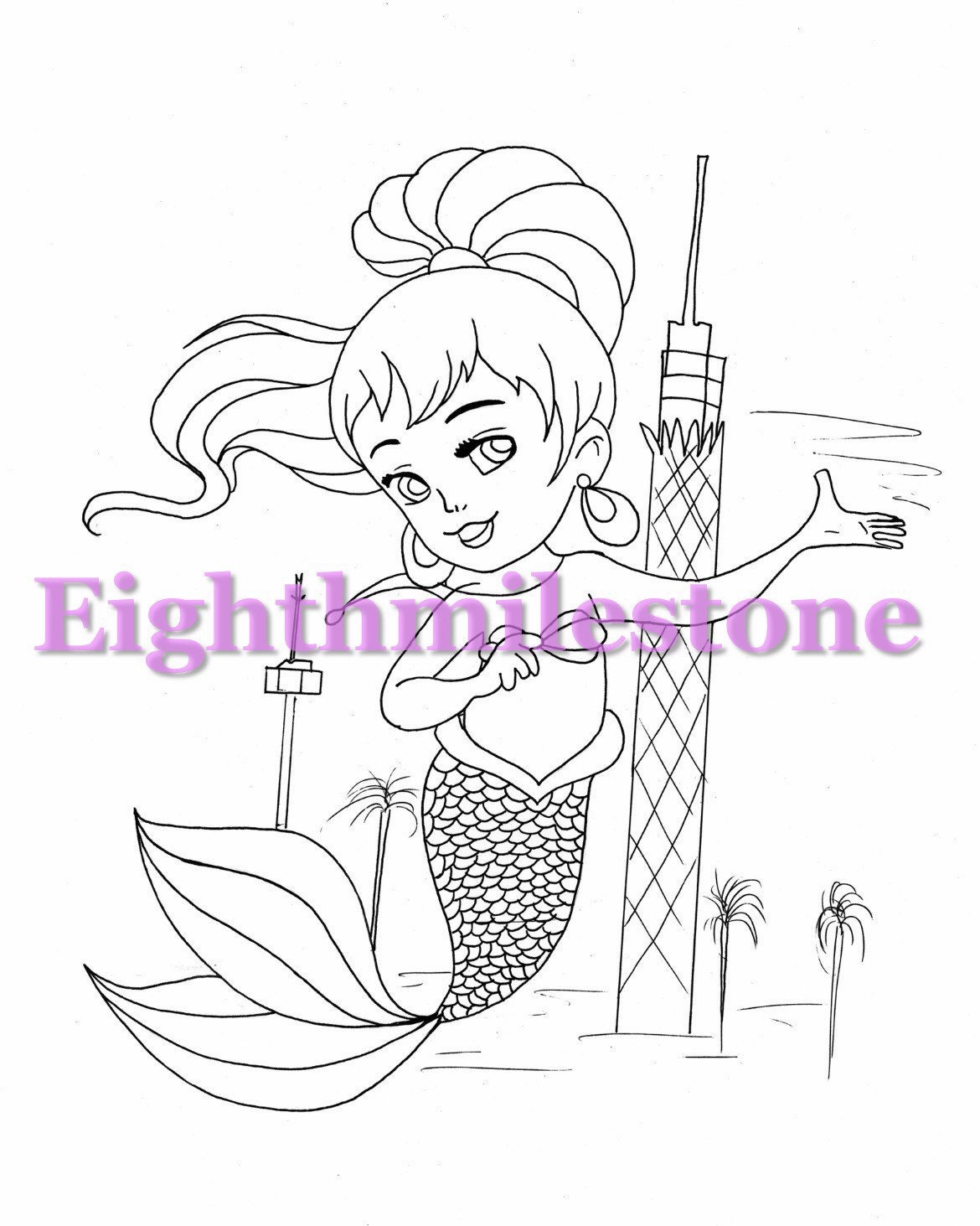 Mermaid Digital Coloring Pages - Etsy
