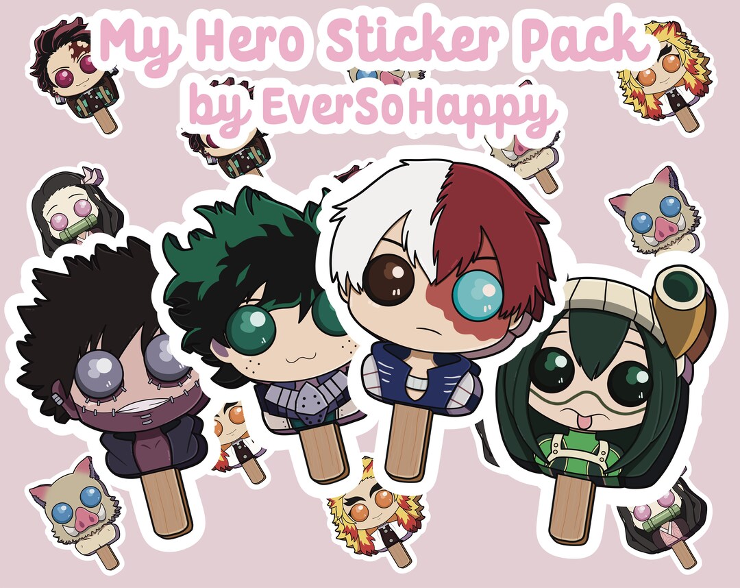 Hero Anime Sticker Pack 4 Piece Set Glossy or Holographic - Etsy