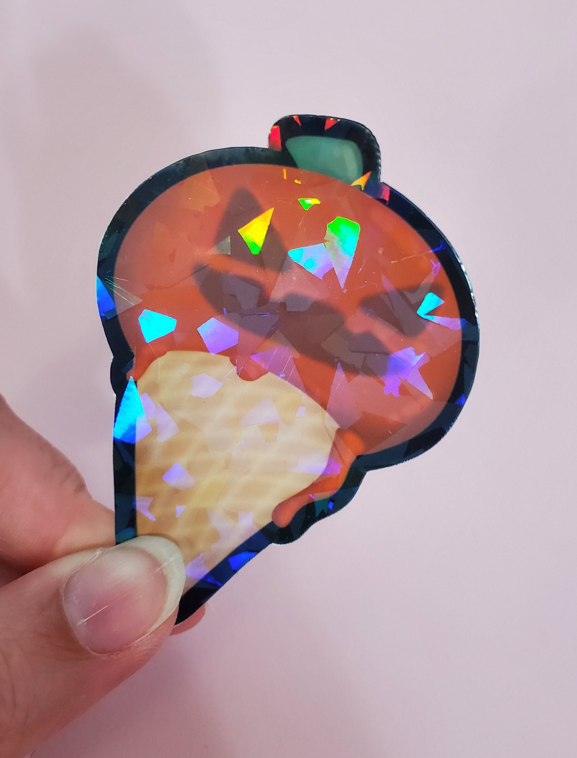 Jack-o-lantern Ice Cream Sticker Cute Halloween Holographic - Etsy
