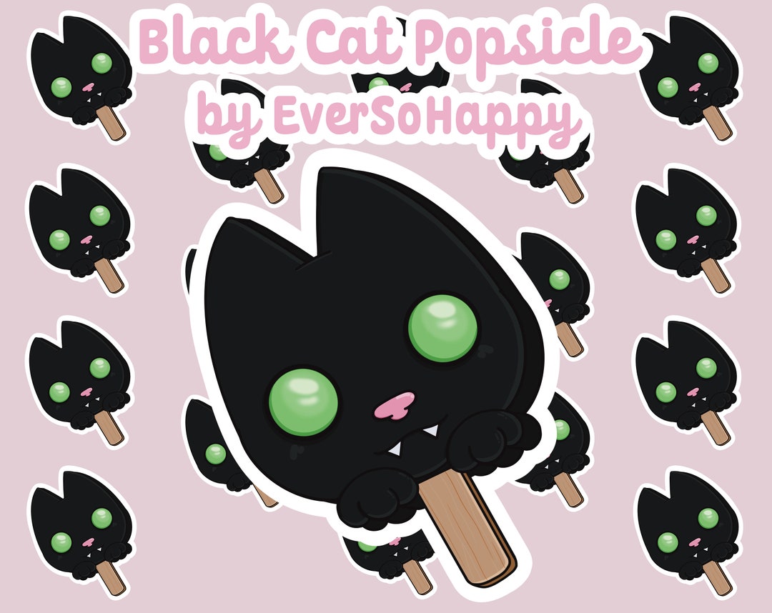 Black Cat Popsicle Sticker | Cute Halloween Holographic or Glossy Die ...