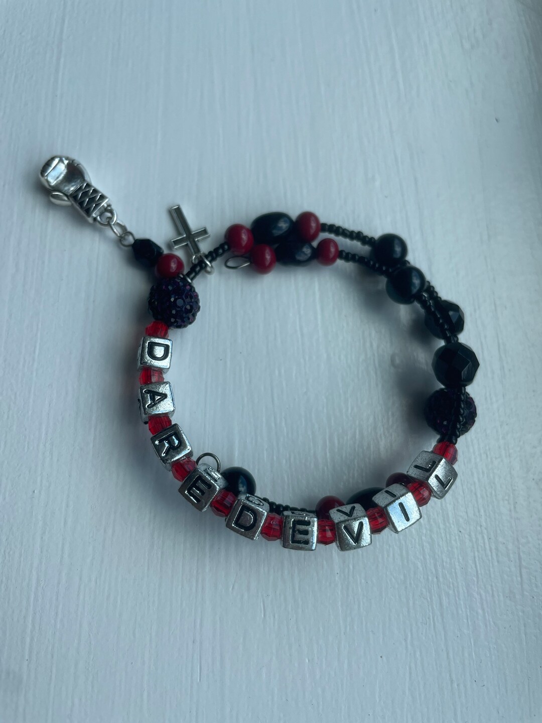 Daredevil Inspired Wrap Bracelet With Boxing Glove and Cross Charm - Etsy