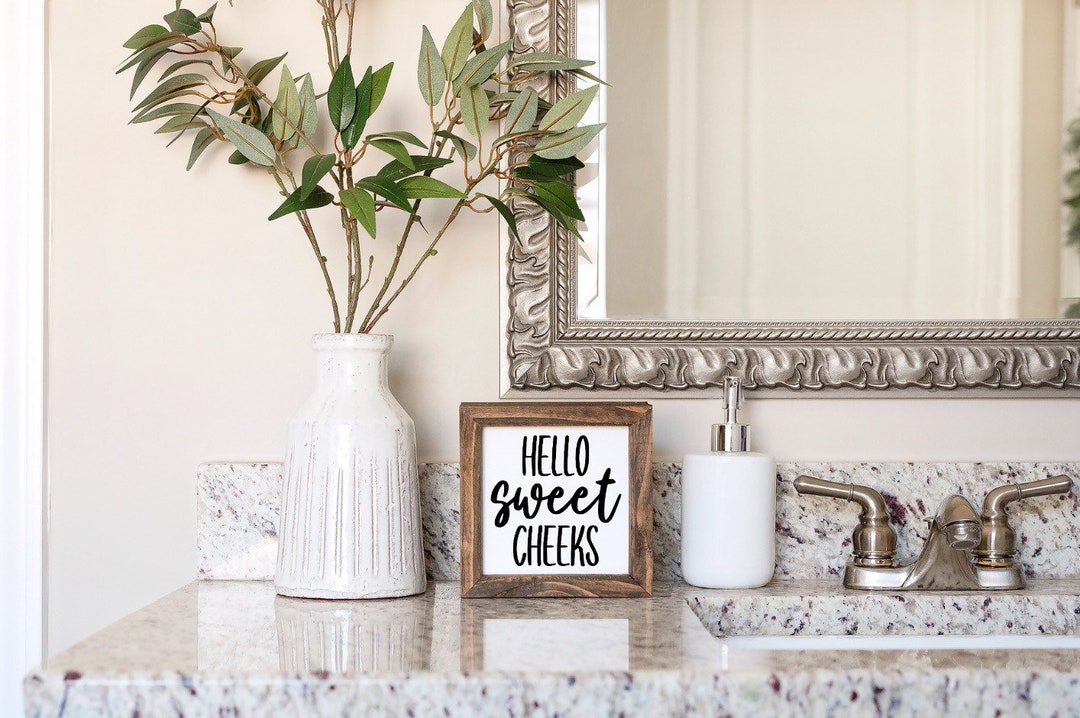 Hello Sweet Cheeks, Bathroom Sign SVG, Wood Sign SVG, Farmhouse, Funny ...