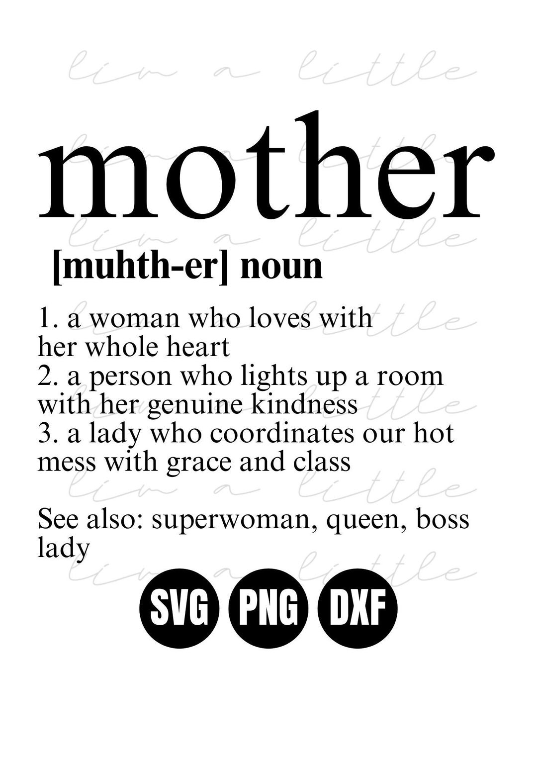 Mother Definition SVG, Mother's Day SVG, Mother's Day Sign, Mothers Day ...