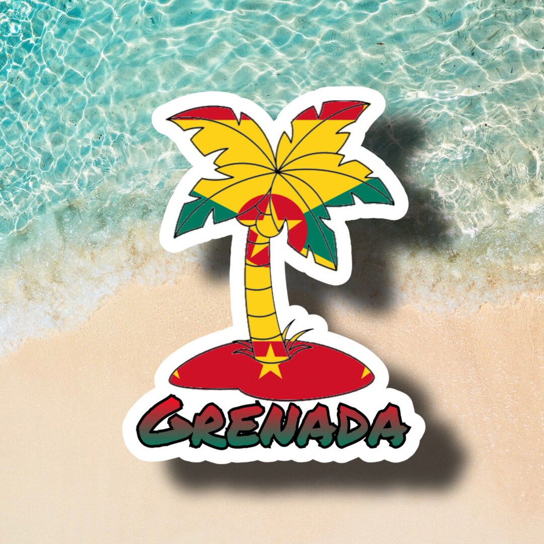 Grenada Palm Tree Vinyl Sticker - Etsy