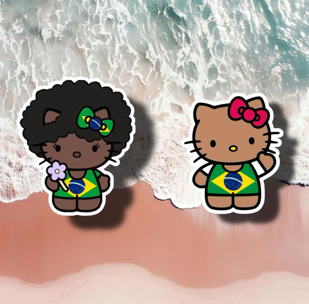 Brazil Cat Vinyl Sticker - Etsy