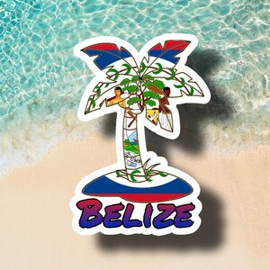 Belize Palm Tree Vinyl Sticker - Etsy