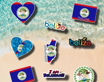 Belize Sticker Island Flag Shape 4" Word Art Printed Vinyl Decal Decals ...