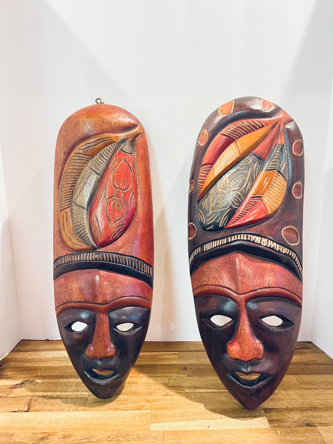 Two Haitian Hand Carved Wood Carved Mask - Etsy