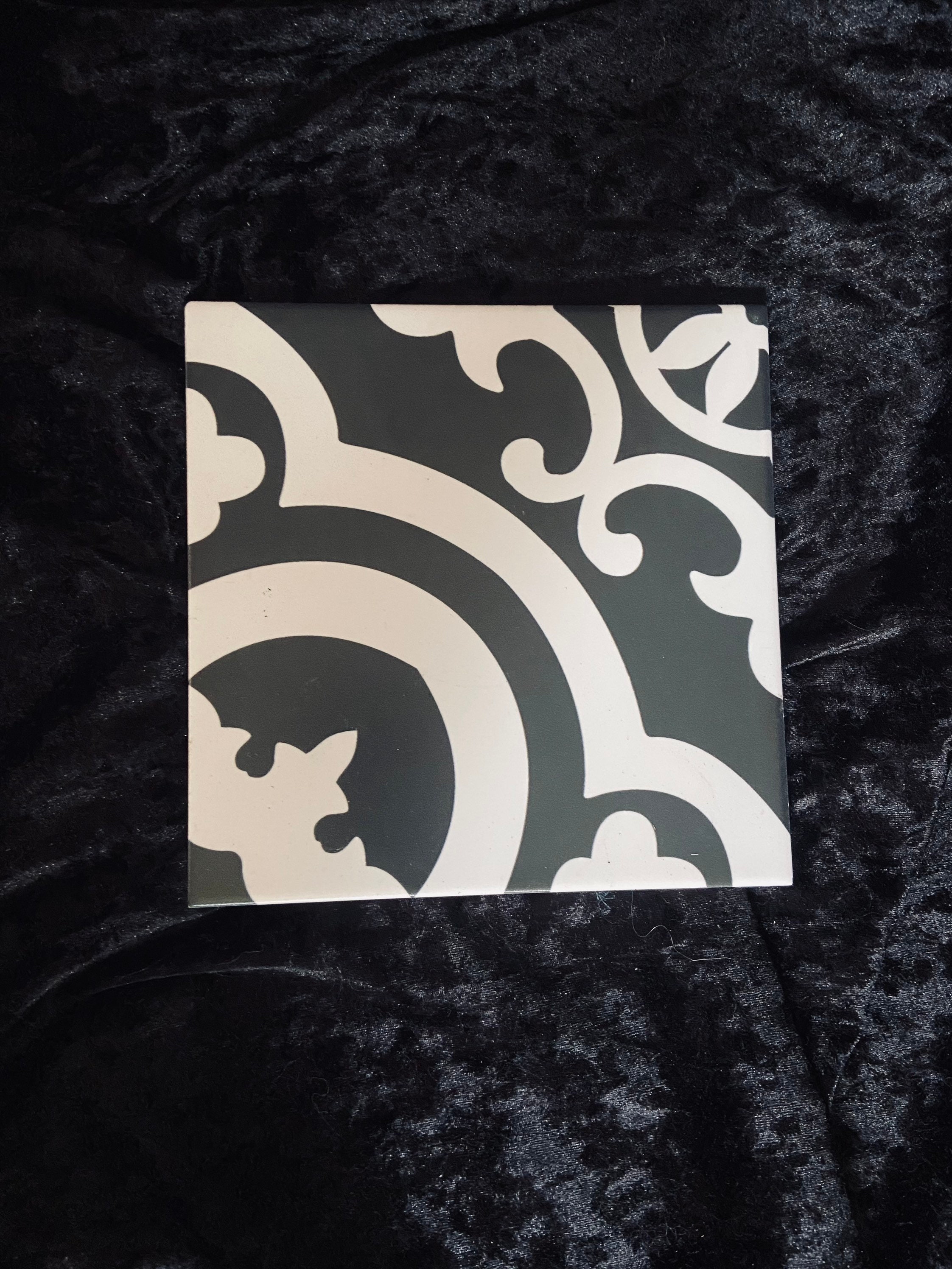 Black and White Decorative Tile - Etsy