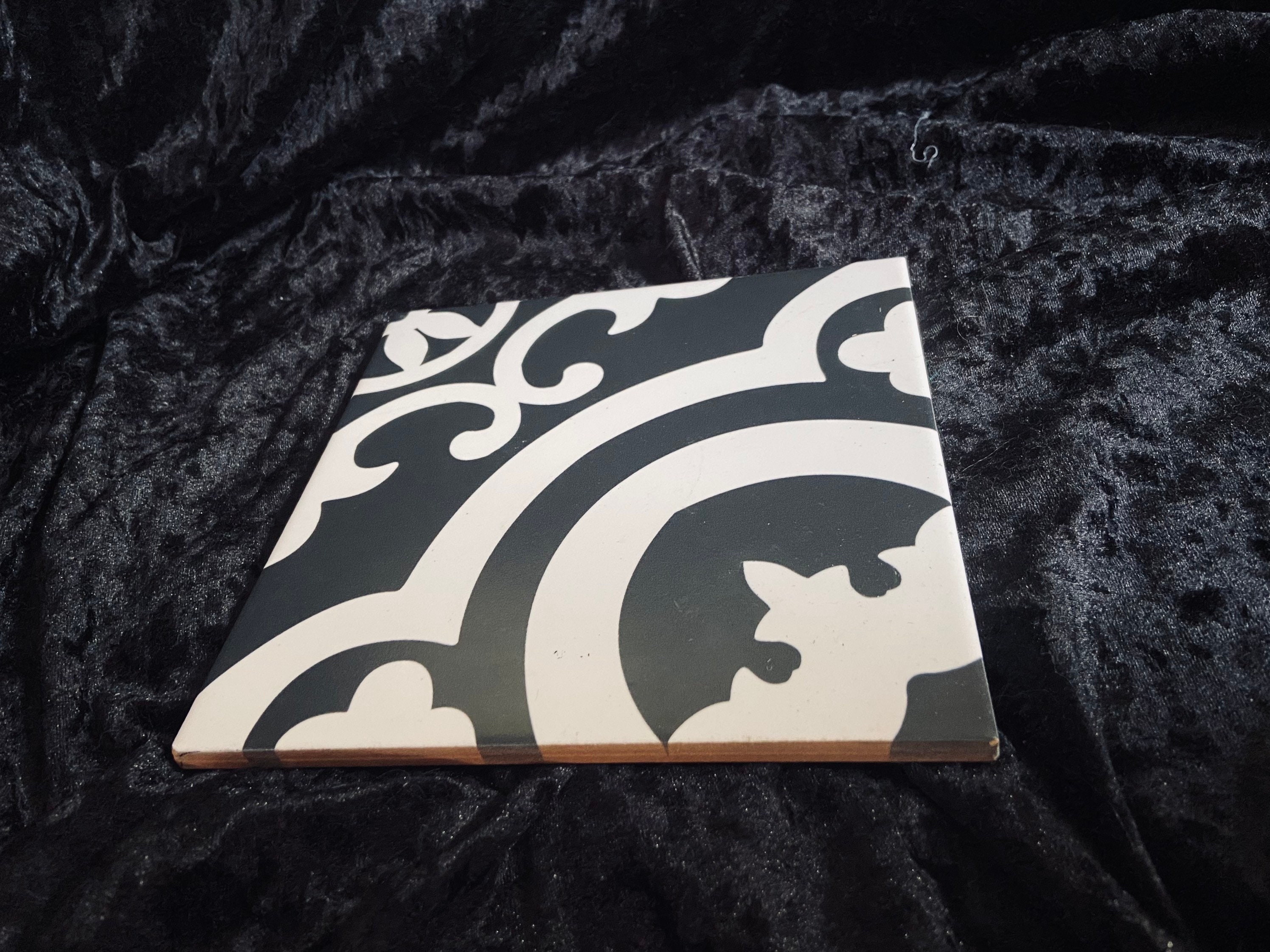 Black and White Decorative Tile - Etsy