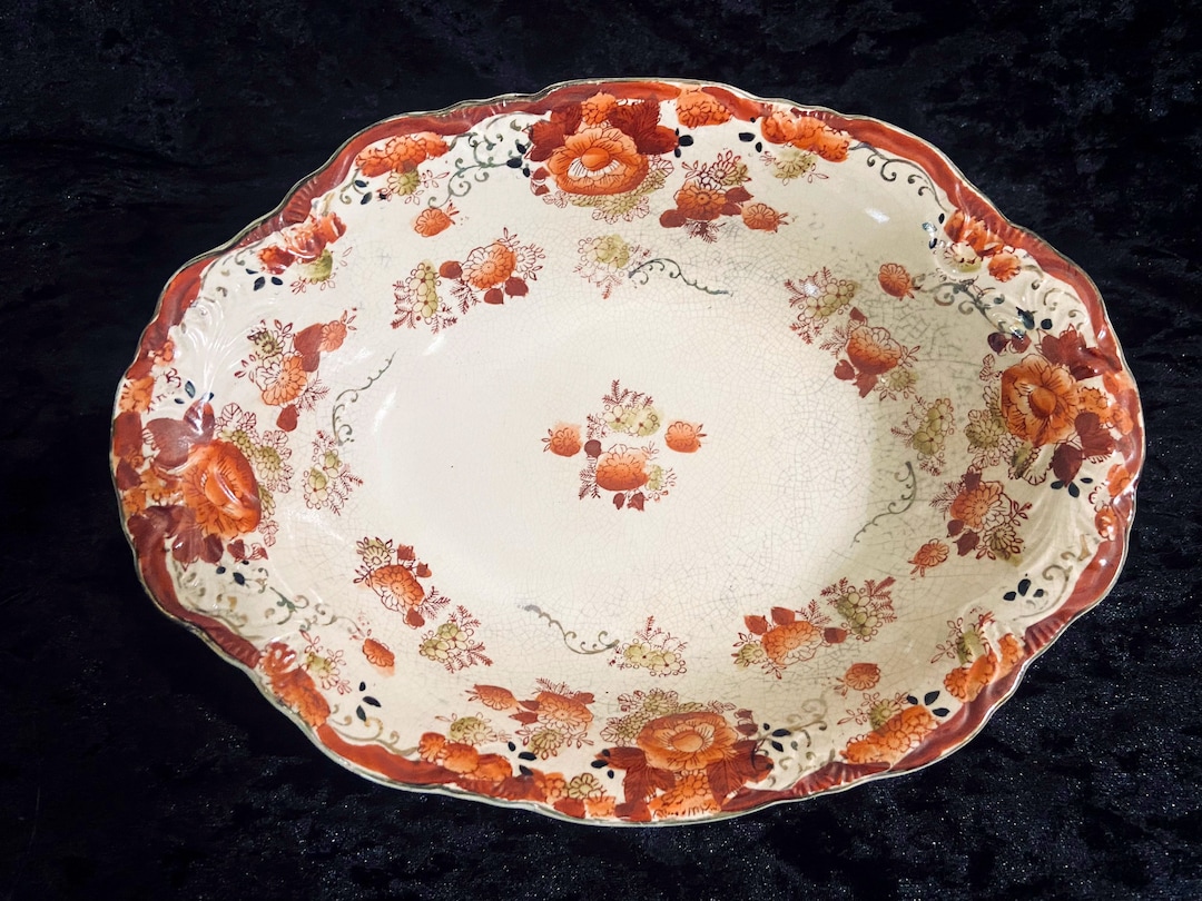 Large Red Floral Bowl/ Vintage Japan Serving Dish - Etsy