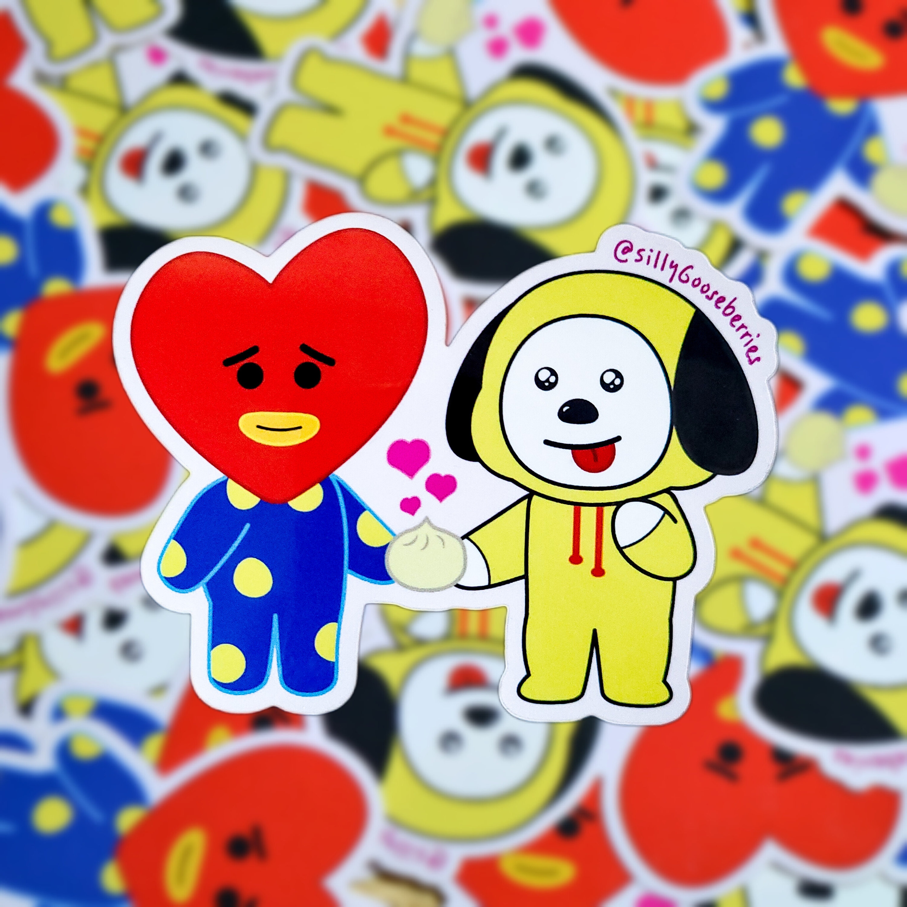 BTS BT21 Tata and Chimmy Waterproof Sticker BTS Tae & Jimin Dumpling ...