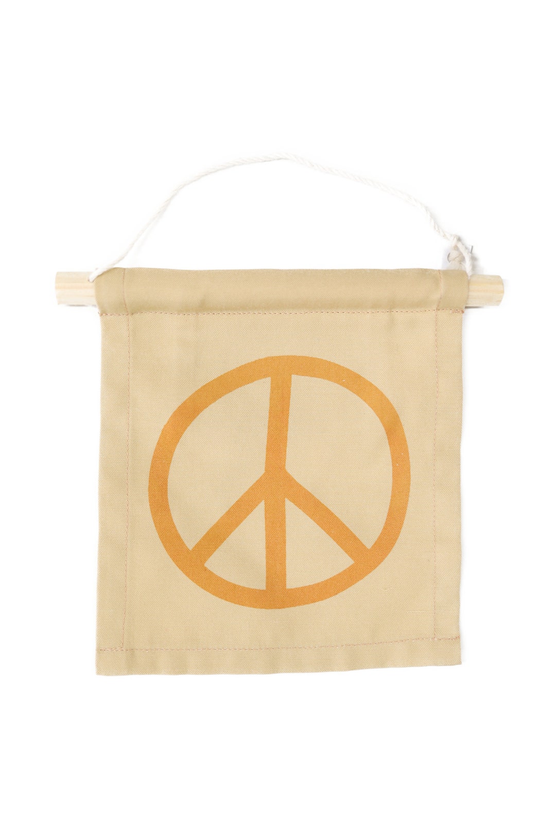 Peace Sign Hang Sign Peach Mini Wall Hanging Wooden Dowel Canvas Flag ...