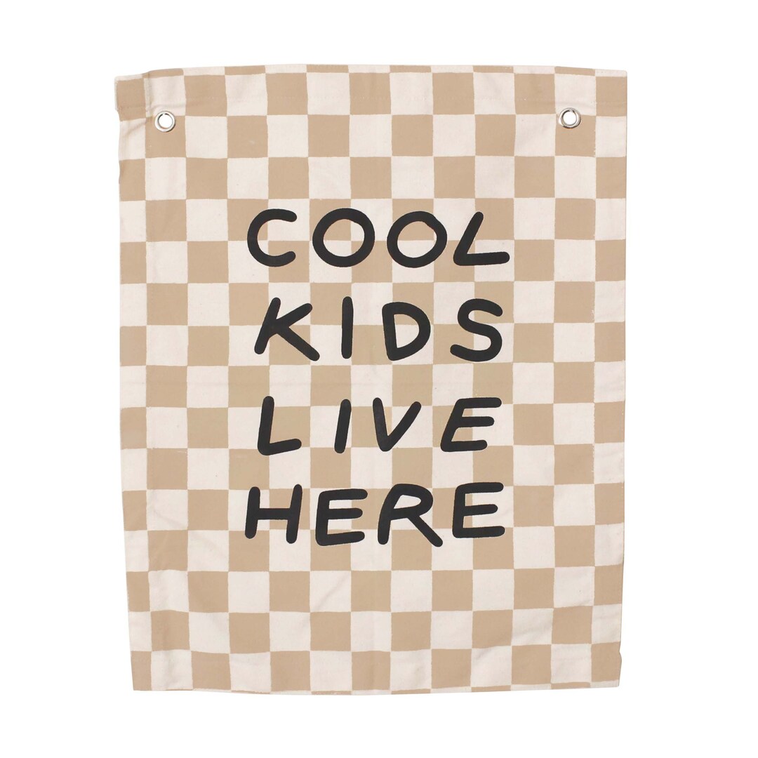 Cool Kids Checkered Banner - Natural Canvas | Wall Flag | Wall Art ...