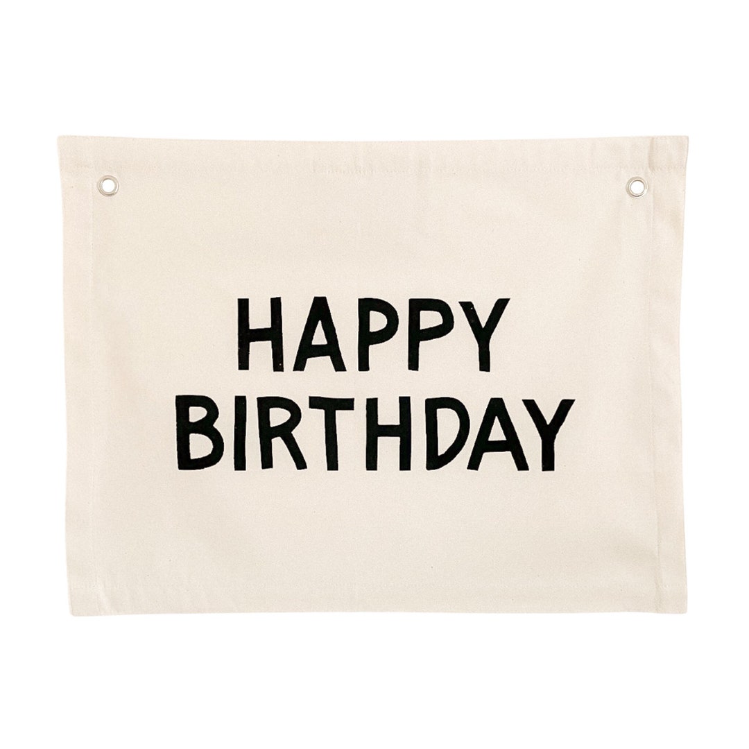 Happy Birthday Banner Canvas Wall Flag Birthday Decorations Wall Art ...