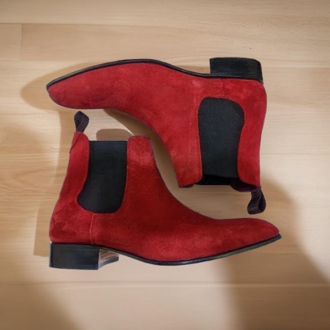 Red Chelsea Boots for Men's Dress Boots Handmade Leather Ankle Boots - Etsy