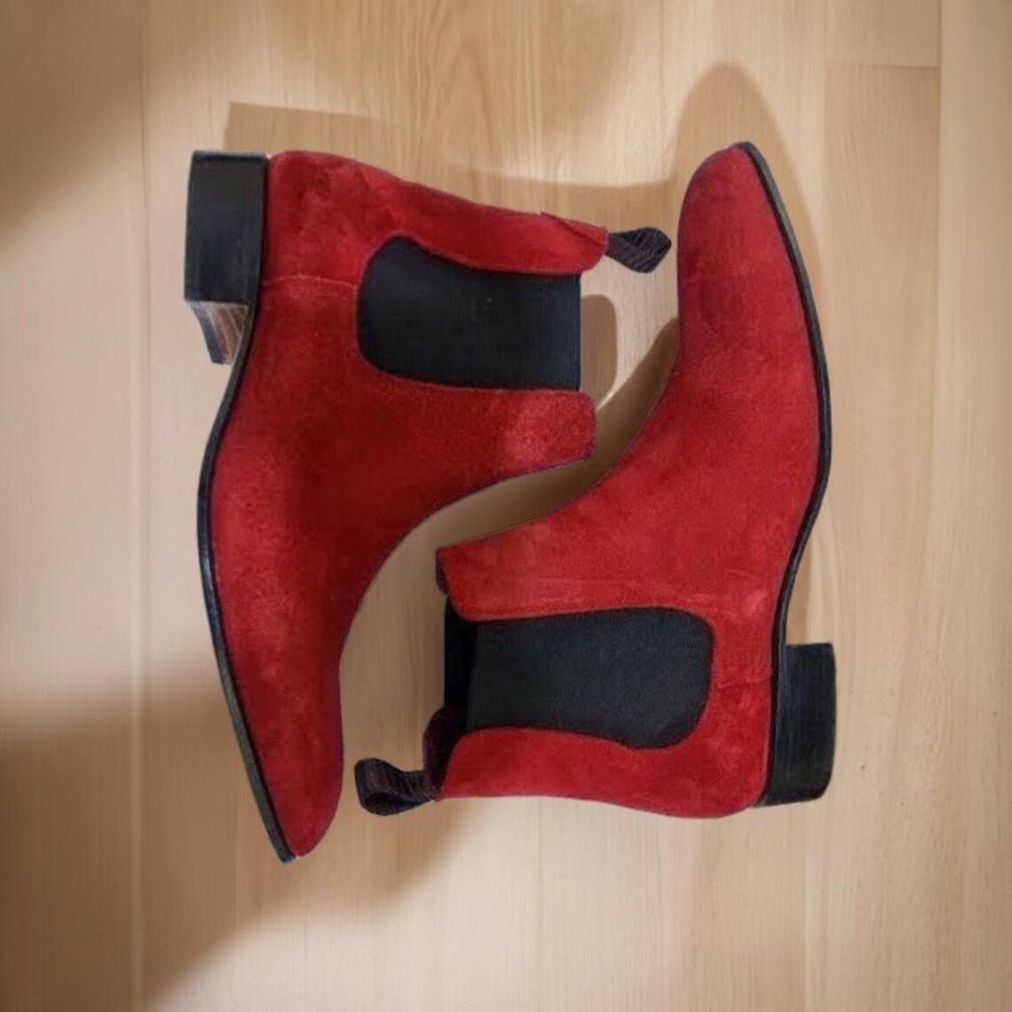 Red Chelsea Boots for Men's Dress Boots Handmade Leather Ankle Boots - Etsy