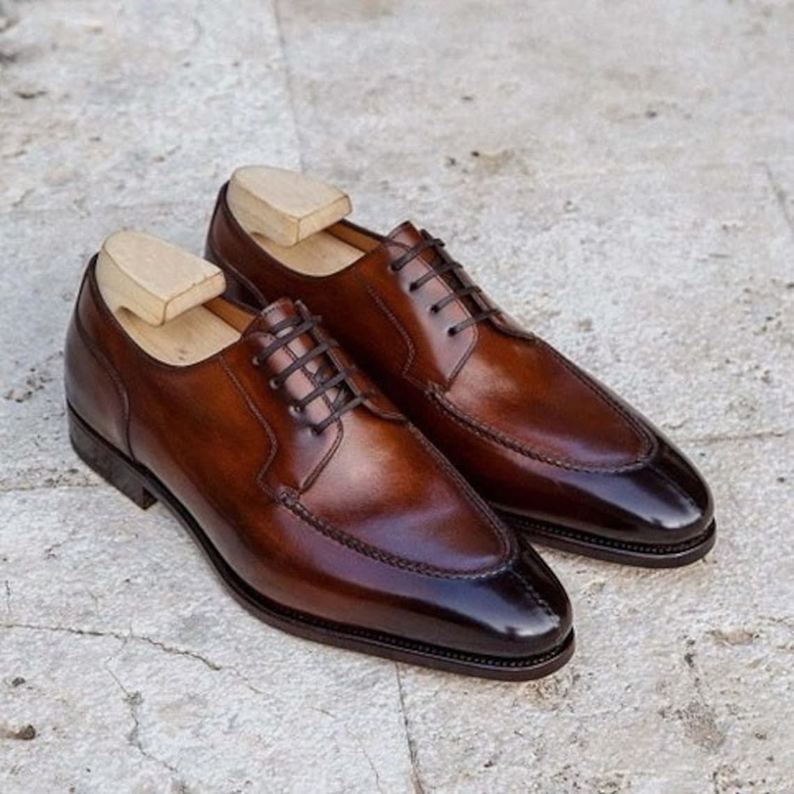Handmade Leather Brown Derby Shoes for Men's Brown Dress Shoes ...
