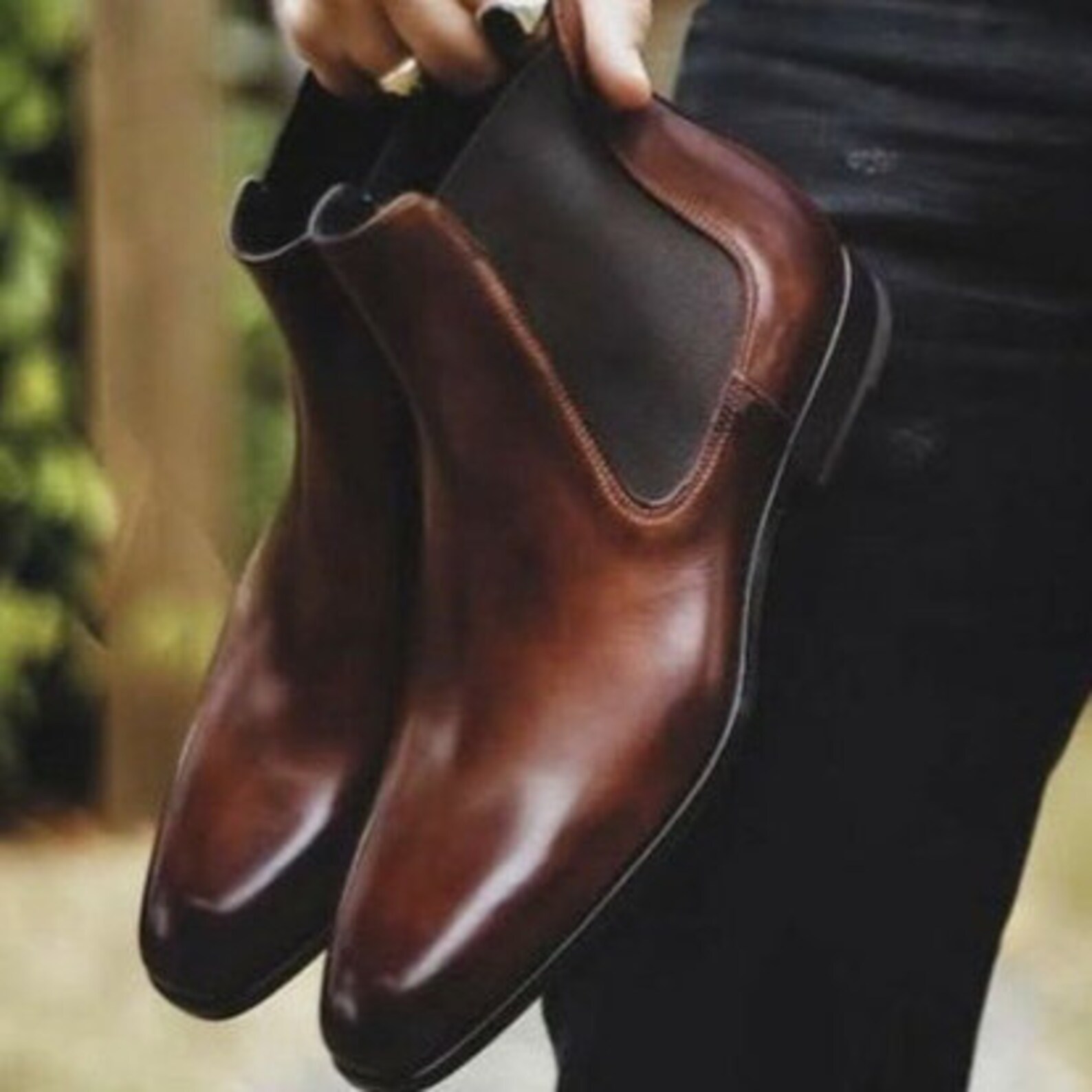 Brown Chelsea Boots for Men's Brown Dress Boots, Handmade Leather Ankle ...