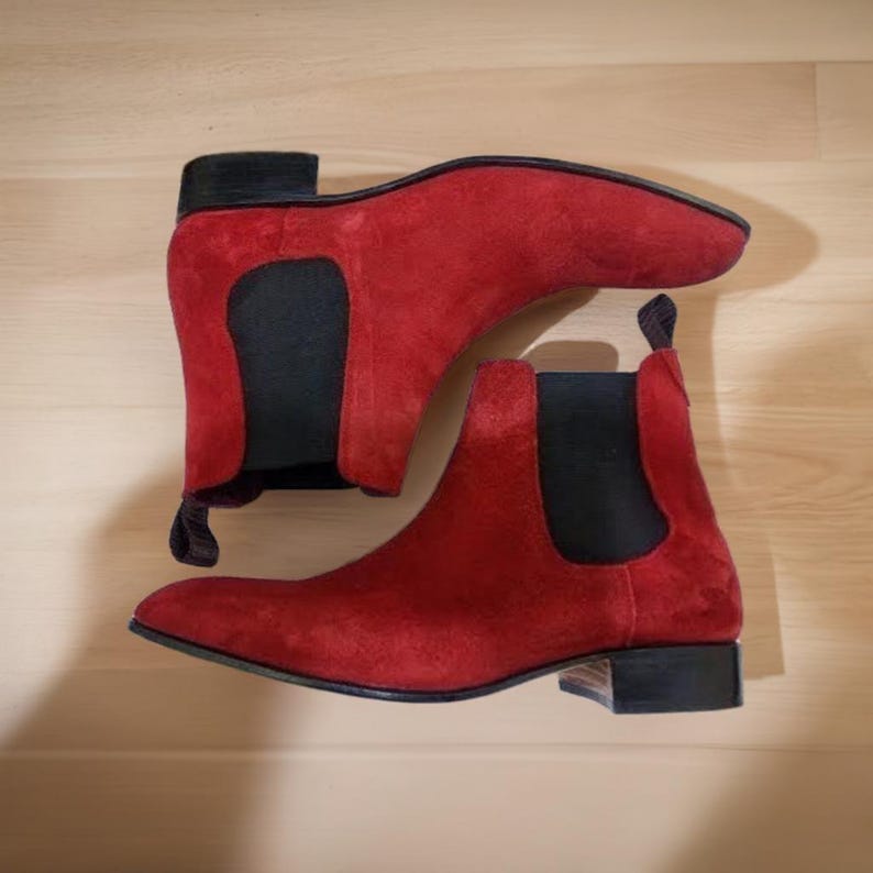 Red Chelsea Boots for Men's Dress Boots Handmade Leather Ankle Boots - Etsy