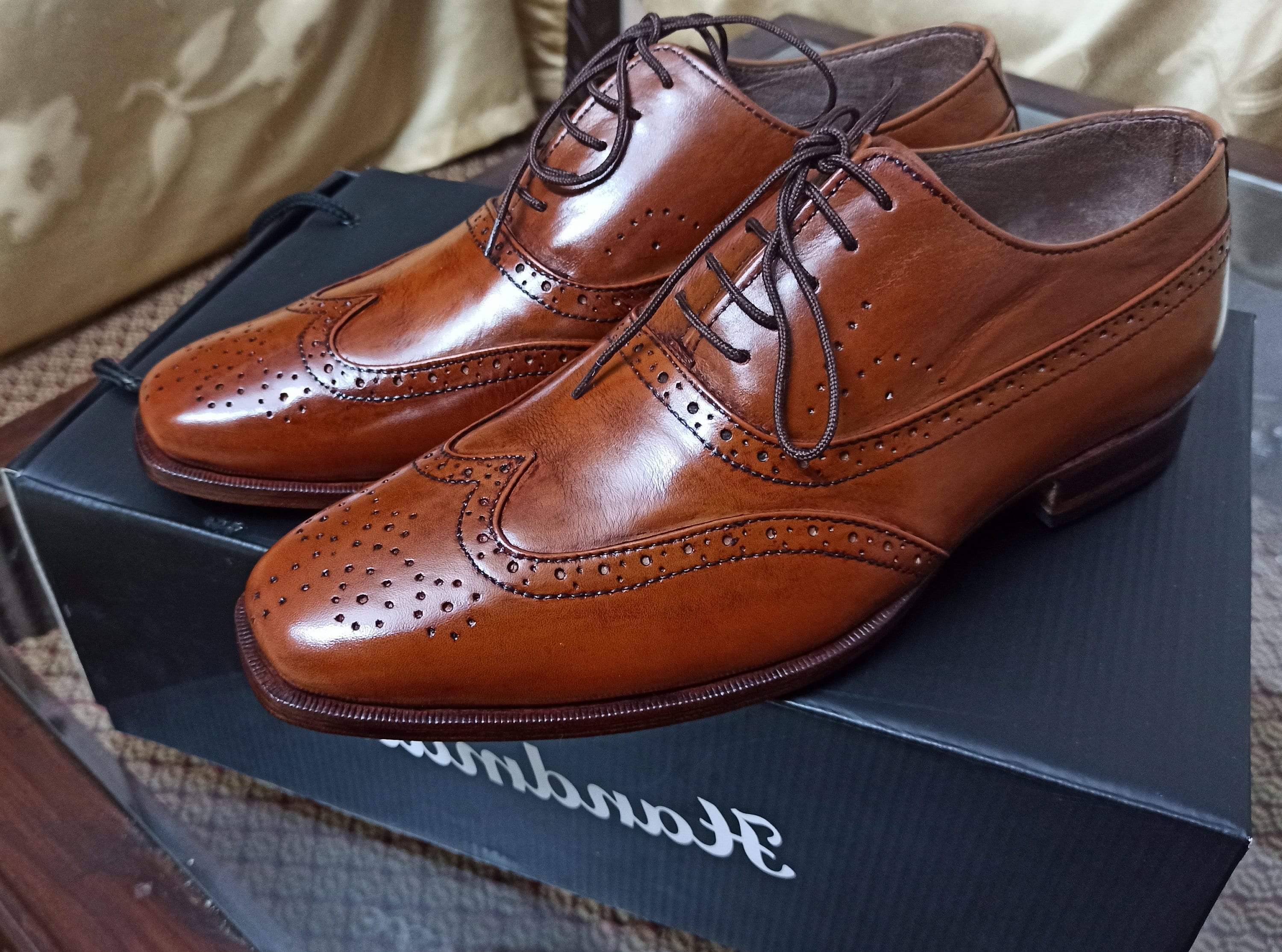 Handmade Leather Brown Wingtips Brogue Shoes for Men's Dress Shoes - Etsy