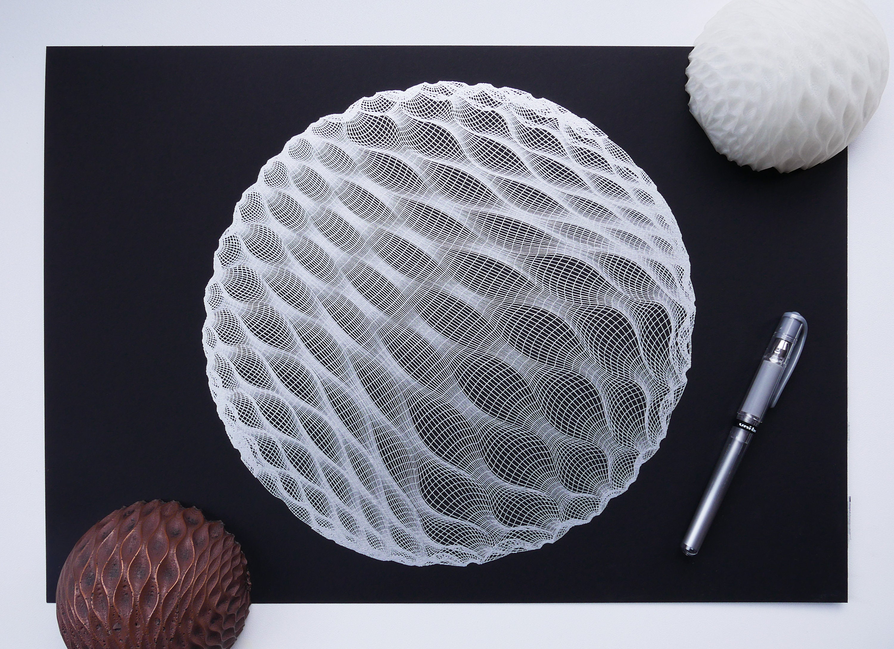 Flow Sphere Original Generative Art Plotter Art A3 - Etsy UK