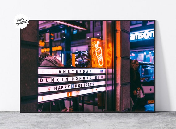 Digital File Amsterdam Dunkin Donuts Window Christmas Neon | Etsy