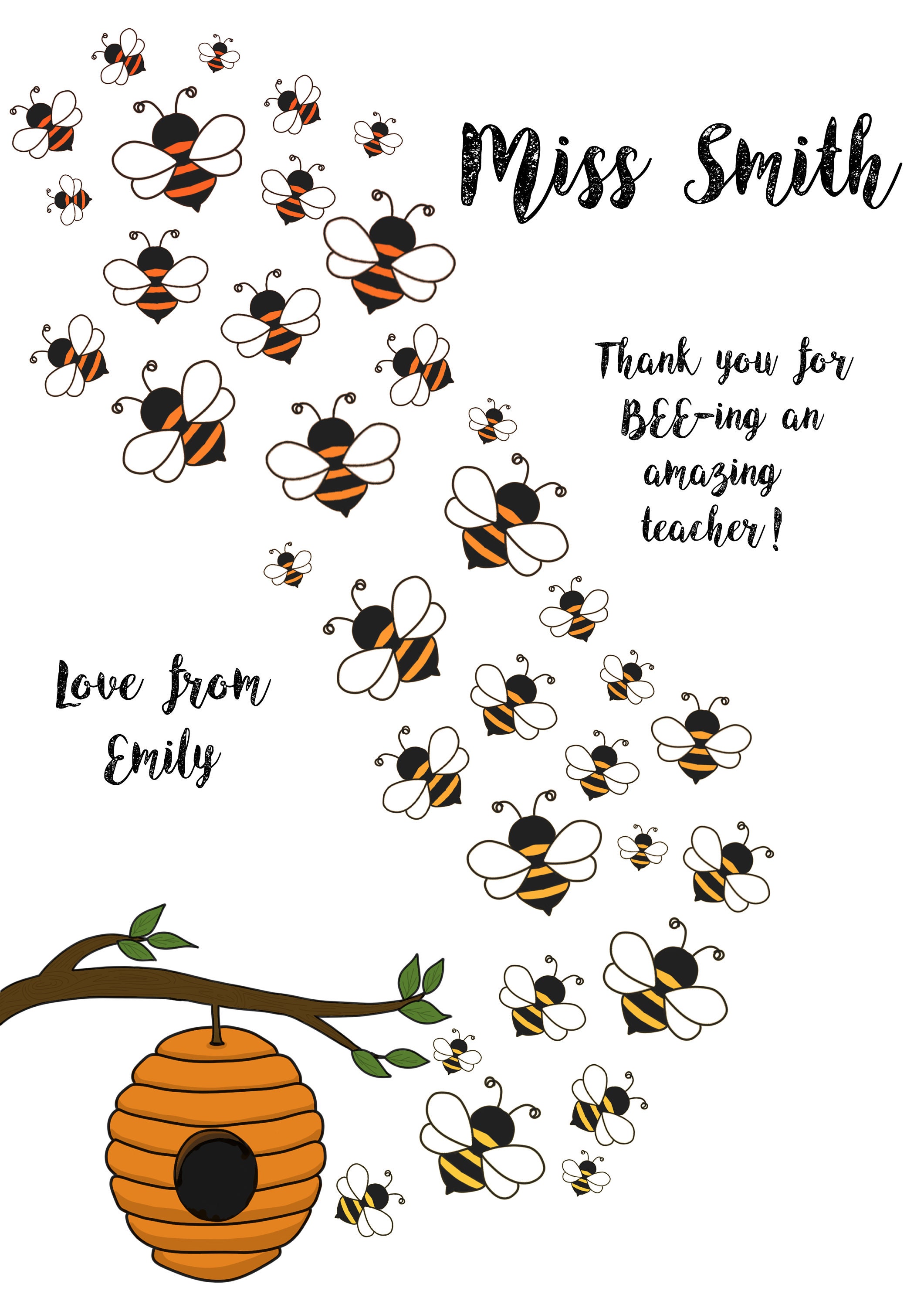 End of Year Gift Bees Customizable A4 Digital Printable - Etsy