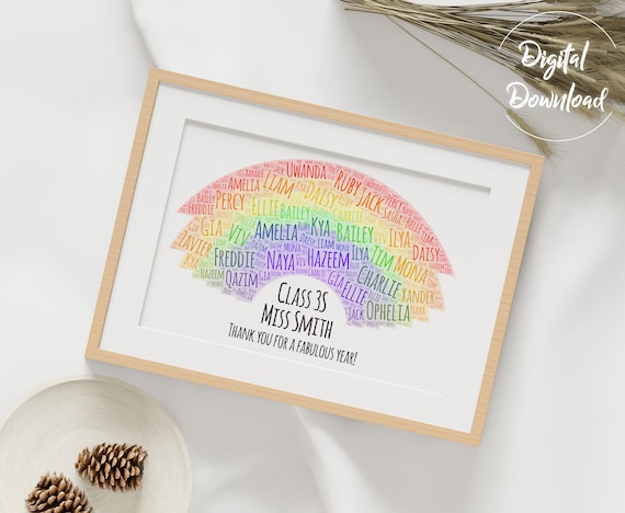 End of Year Class Gift Customizable Rainbow up to 35 Names | Etsy