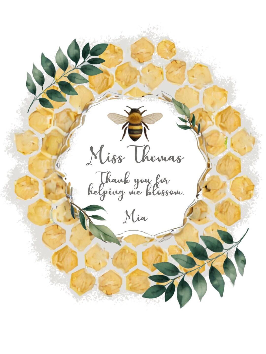 End of Year Teacher Gift Customizable - Bee and Honeycomb - Etsy