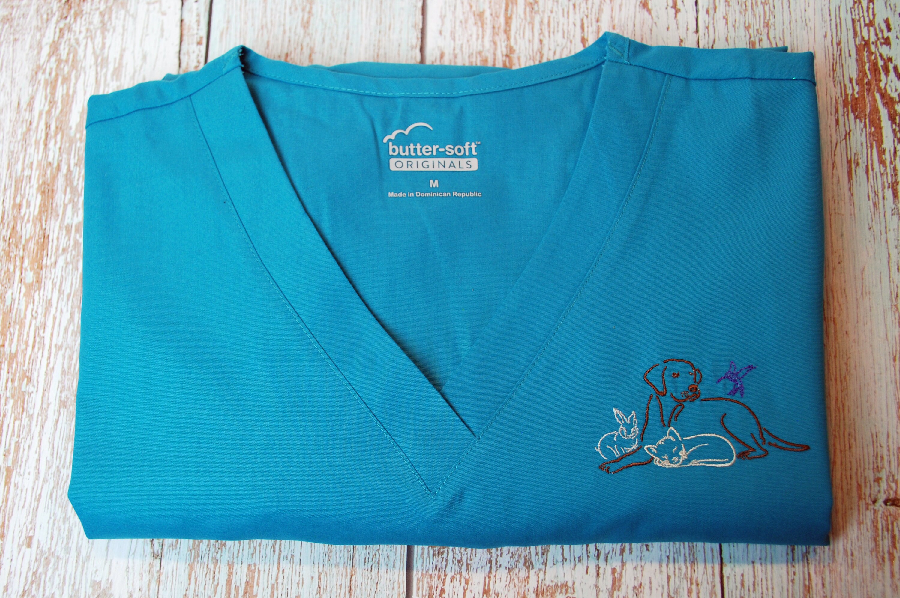 Animal Friends Embroidered Women's Scrub Top, Embroidered Vet Top ...