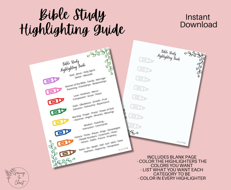 Bible Study Highlighting Guide - Etsy